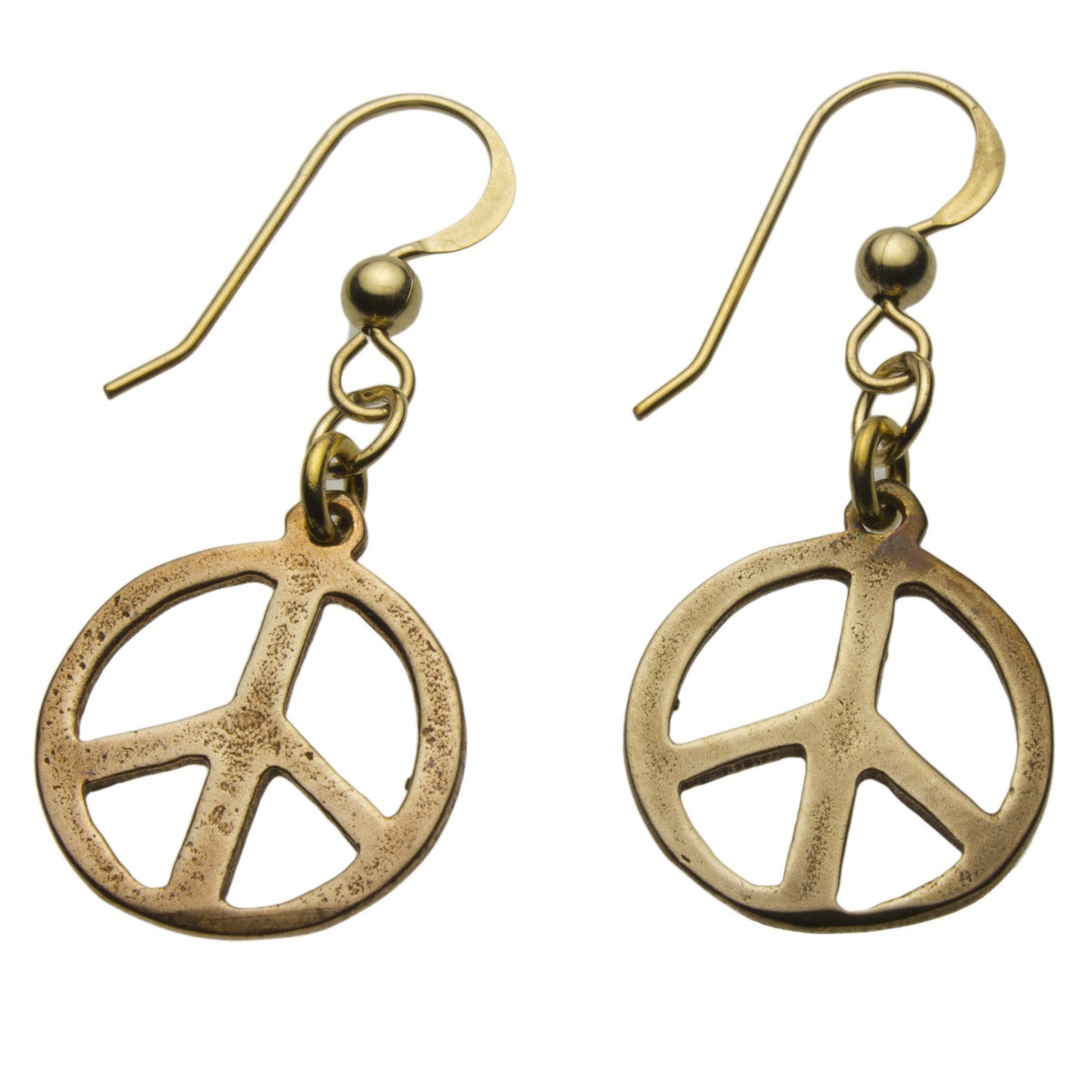 Delicate Peace Symbol Peace Bronze Earrings on French Hooks – From War ...